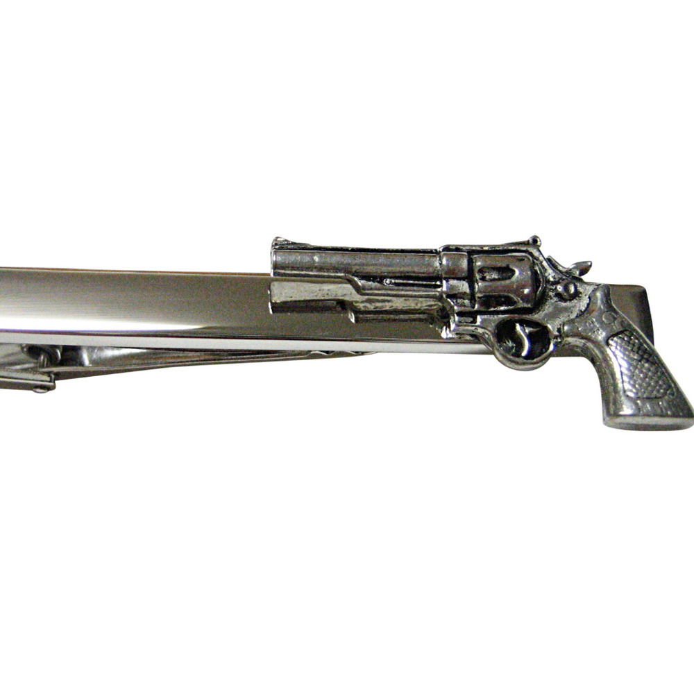 Modern Revolver Pistol Gun Square Tie Clip - Gem